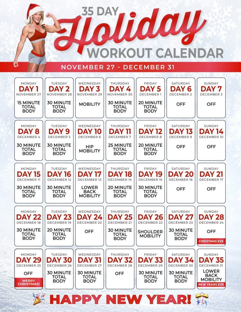 35 Day Holiday Workout Calendar 2023 | Nicole Wilkins
